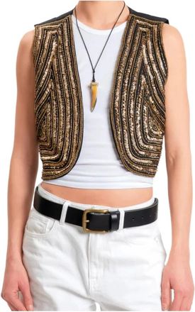 Souvenir Femme, Vestes, Noir, Taille: 38 FR Gilet Cotone
