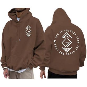 Generic Sweat &agrave; capuche chr&eacute;tien pour homme | God is Greater Than the Highs and Lows | Sweat &agrave; capuche ample | Pour le sport, caf&eacute;, XL