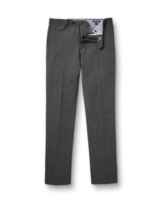 CHARLES TYRWHITT Stretch-Wollhose mit Hahnentrittmuster - Schiefergrau