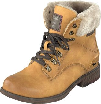 Mustang Jeans Damen Stiefeletten Warmfutter Schn&uuml;rung 1295-609, Gr&ouml;&szlig;e:38 EU, Farbe:Gelb