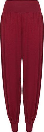 WearAll Grande Taille uni Pantalons Harem Pants - Vin - 52-54