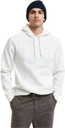 GANT Homme, Sweatshirts et sweats &agrave; capuche, Blanc, Taille: L Embossed Sweat Sweat &agrave; capuche