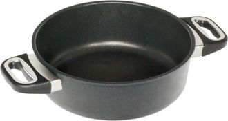 AMT Gastroguss Schmortopf, &Oslash; 24 cm, 8 cm hoch, Bratpfanne mit zwei Seitengriffen, nicht induktionstauglich, backofenfest, Lotan Antihaft-Veredelung, Aluguss (Alumini