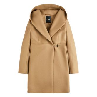 Fay Gef&uuml;tterter Mantel mit Kapuze und Hakenverschluss - - Coats - Damen - Beige - M