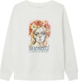 Springfield Damen Reguläre Passform Tag der Toten-Sweatshirt, bunt, XL