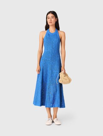 Maje Langes R&uuml;ckenfreies Guipure-kleid - Blau - Gr&ouml;&szlig;e 32 - Maje
