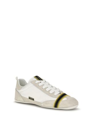 Fendi Mens Wrap Suede And Fabric Sneakers Panna+panna+uwhite