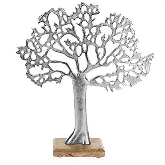 Com-Four Arbre de pr&eacute;sentation d&eacute;co XL - Arbre en m&eacute;tal sur Socle en Bois - Arbre d&eacute;co en m&eacute;tal &agrave; Poser - Arbre de Vie en Cadeau (1 pi&egrave;ce - Arbre XL)
