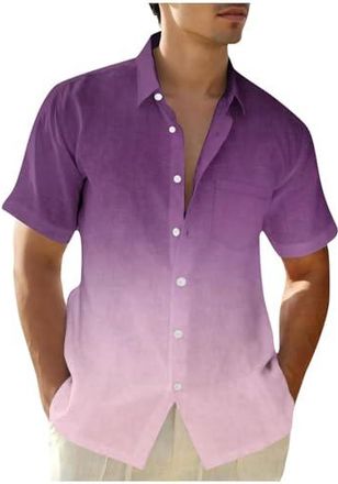 Generic Chemise &agrave; manches courtes pour homme, style d&eacute;contract&eacute;, classique, col rabattable, &eacute;l&eacute;gant, extensible, l&eacute;ger et confortable, chemise boutonn&eacute;e pour 