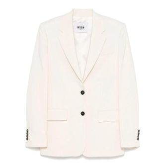 Msgm Ivory Blazer Jacke Vorne Knopfverschluss - - Jackets - Damen - Beige - M