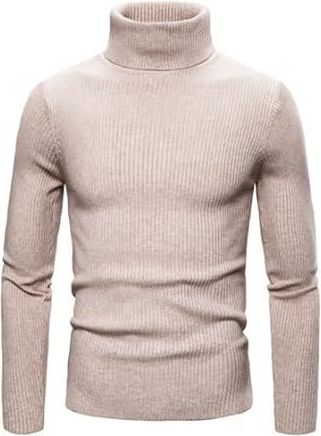 Generic T-shirt décontracté à manches longues pour homme - Col roulé - Coupe ajustée - Pull chaud à col roulé - T-shirt à col roulé - Couleur unie - Pull tric