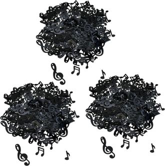 Hemobllo Schwarzes Kunststoff Musiknoten Konfetti 3 St&uuml;ck Pack 50g f&uuml;r M&auml;dchenpartys und Klassenzimmer Dekoration