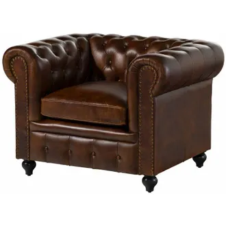 Massivmoebel24 Sessel Echtleder Echtleder 105x82x75 braun CHESTERFIELD 102