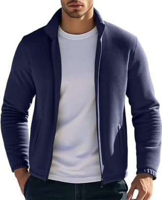 Generic Veste Randonn&eacute;e Homme Vestes Sherpa Doubl&eacute;e Blousons Col Montant Design Manteaus Doublure Laine Jackets Militaire Tactique Polaires Coupe R&eacute;guli&egrave;re po