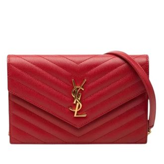 Saint Laurent Pre-owned Cassandre Envelope Wallet on Chain - Femme - Pre-owned - Rouge - Taille: ONE Size
