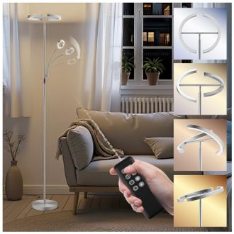 TecTake LED Deckenfluter, Stehlampe dimmbar, Bogenlampe, Stehlampe mit Leselicht, Fernbedienung, Ambient Light f&uuml;r Wohnzimmer, Schlafzimmer, am Bett als Lesel