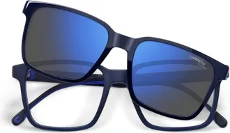 Carrera Matte Sonnenbrille mit Clip-On-Gl&auml;sern - Blau