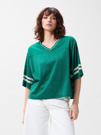 Catwalk Junkie Kurzarmshirt Football jersey - lockeres Kurzarmshirt Damen - Shirt V-Ausschnitt