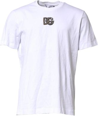 Dolce & Gabbana Homme, Tops, Blanc, Taille: XS T-shirt &agrave; Manches Courtes et Col Rond