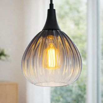 Globo Lighting Lampe suspendue suspension lampe de table &agrave; manger verre fum&eacute; lampe de salon r&eacute;tro H 120 cm