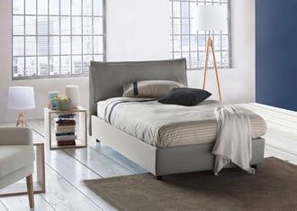 Talamo Italia Lit double Desirée, Lit coffre avec revêtement en tissu, 100% Made in Italy, Ouverture frontale, avec matelas 120x190 cm inclus, Gris