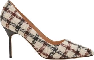 Manolo Blahnik Femme, Chaussures, Brun, Taille: 37 1/2 EU Escarpins &agrave; carreaux BB 90