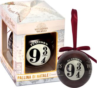 Ciao Italy Harry Potter Dekokugel Schiene 9 3/4 (&Oslash;7,5cm) Original Wizarding World mit Stoffband f&uuml;r Weihnachtsbaum in Geschenkbox