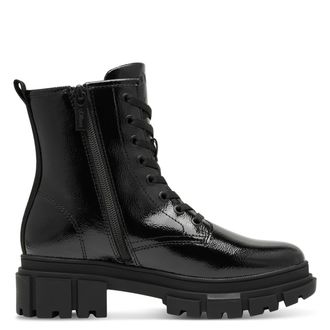 s.Oliver Damen Stiefeletten ohne Absatz zum Schn&uuml;ren Vegan, Schwarz (Black Patent), 41 EU