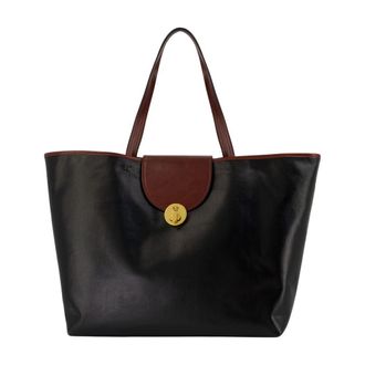 Versace Colorblock Calfskin Tote Bag - Black