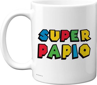 Stuff4 Super Papio Tasse Papa Geschenk - Lustige Geburtstagsgeschenke für Papa, Weihnachten Geschenkidee - 11oz Kaffeetasse Keramik, Mikrowellen Spülmaschine