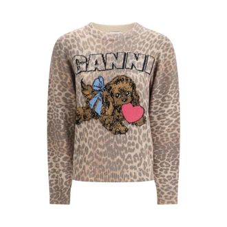 Ganni Femme, Sweatshirts et sweats &agrave; capuche, Brun, Taille: 38 FR Classic Wool SweaT-shirt