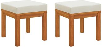 vidaXL Gartenhocker mit Kissen 2 Stk. 40x40x42 cm Massivholz Akazie vidaXL