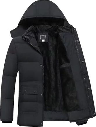 Generic Manteau &eacute;pais &agrave; bulles pour homme, parka dhiver &agrave; capuche, veste matelass&eacute;e coupe-vent et chaude (taille L et grand), noir 1, 3XL