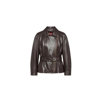 Max Mara Femme, Vestes, Brun, Taille: 36 FR Giusto Biker Jacket