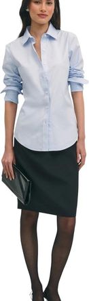 Brooks Brothers Femme, Blouses et Chemises, Bleu, Taille: 42 FR Chemise Oxford Coupe Classique Infroissable &agrave; Col Pointe