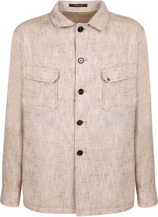 Tagliatore Homme, Vestes, Beige, Taille: S Surchemise en lin et soie