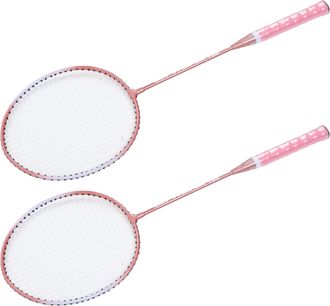 Dioche Badmintonschl&auml;ger Badminton Pink Professionelles Badmintonschl&auml;ger-Set - Leichte Eisenlegierung f&uuml;r Anf&auml;nger und Training - Inklusive 2 Schl&auml;gern und 