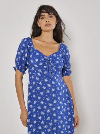 Apricot Maxikleid Gebl&uuml;mtes Maxikleid mit Puffarmen