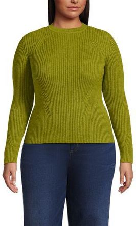 Lands End Rippstrick-Pullover aus Baumwollmix, Damen, Größe:56-58 plus, Grün, Polyacryl/Viskose/Baumwoll-Mischung, by Lands End