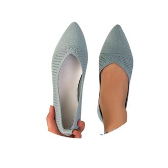 Minetom Damen Ballerina Flache Schuhe Spitze Zehe Strick Kleid Schuhe Slip On Sommer Walking Flats Loafer F&uuml;r Frauen Bequem Weich A Hellgr&uuml;n 41 EU