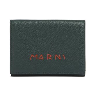 Marni Homme, Accessoires, Vert, Taille: ONE Size Portefeuille Tri-Fold &agrave; Logo Brod&eacute;