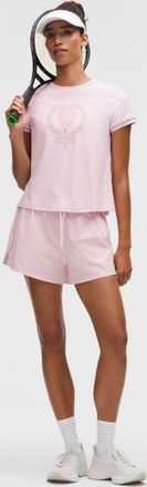 lululemon Leichte Shorts mit hohem Bund im Relaxed Fit Langer Liner f&uuml;r Frauen - 8 cm - Gr&ouml;&szlig;e 10 in Blissful Pink/Red Clay