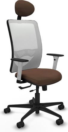 Piqueras y Crespo Gepolsterter Schreibtischstuhl Zulema mit wei&szlig;en und schwarzen Armlehnen, h&ouml;henverstellbarer Lendenwirbelst&uuml;tze und festem Kopfteil, ausgestattet mit 