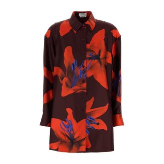 Alexander McQueen Satin Oversize Bedrucktes Hemd - - Blouses & Shirts - Damen - Mehrfarbig - S
