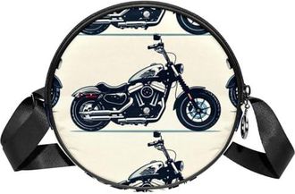 Generic Sac &agrave; bandouli&egrave;re Circle pour femme, petit sac &agrave; bandouli&egrave;re pour moto, sac &agrave; dos avec fermeture &eacute;clair, bretelles r&eacute;glables, sac &agrave; main rond d&eacute;contra