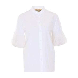 Valentino Garavani Hemd mit Falten&auml;rmeln aus Baumwollpopeline - - Blouses & Shirts - Damen - Wei&szlig; - M