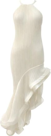 Simona Corsellini Femme, Robes, Beige, Taille: 38 FR Pliss&eacute; Long Dress