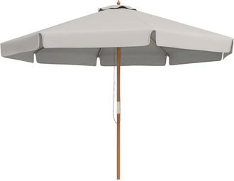 OUTSUNNY Parasol droit rond grande taille de jardin &Oslash; 3,25 x 2,5H m bois de bambou polyester gris