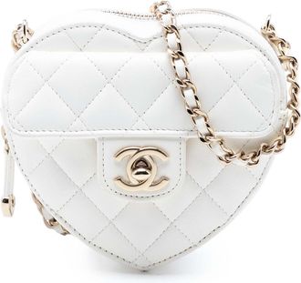 Chanel White Mini Lambskin CC in Love Heart Crossbody