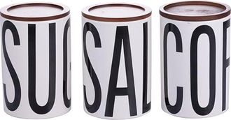 Villa D'Este Home Tivoli Bigismore Set mit 3 Gl&auml;sern f&uuml;r Salz, Zucker und Kaffee aus Keramik, 750 ml, Bambusdeckel